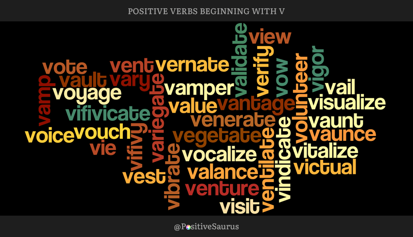 Positive verbs that start with V "letter v action words" – Boom Positive