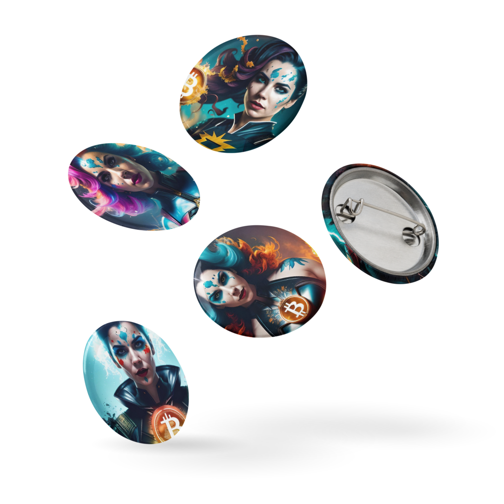 Bitcoin pin buttons | Satoshi Siren – Boom Positive