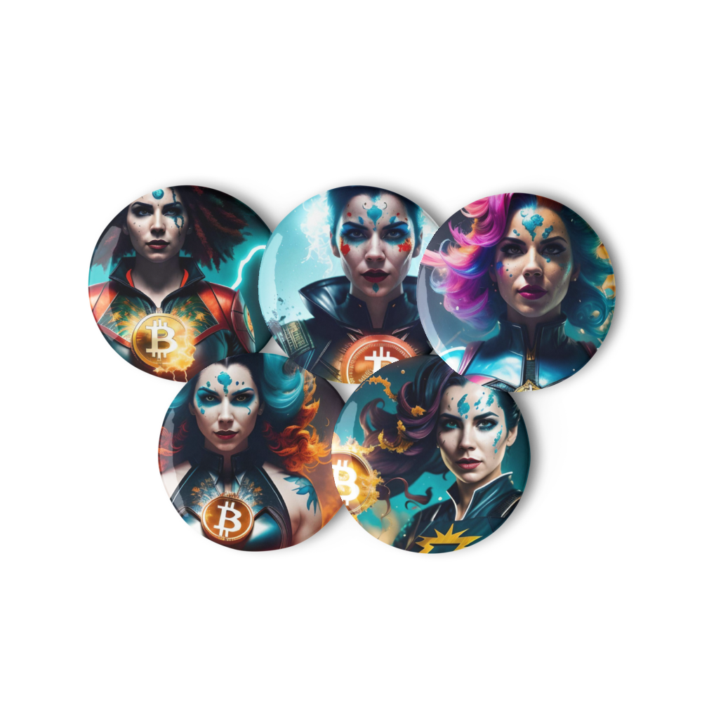 Bitcoin pin buttons | Satoshi Siren – Boom Positive