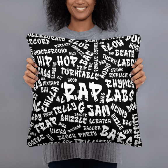 Rap Words Pillow | Black with Hidden Zipper – Boom Positive