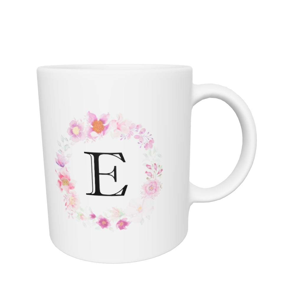 Letter E coffee mug | White – Boom Positive