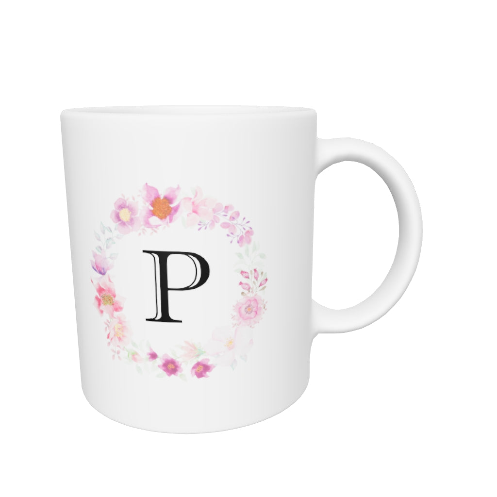 Letter P coffee mug | White – Boom Positive