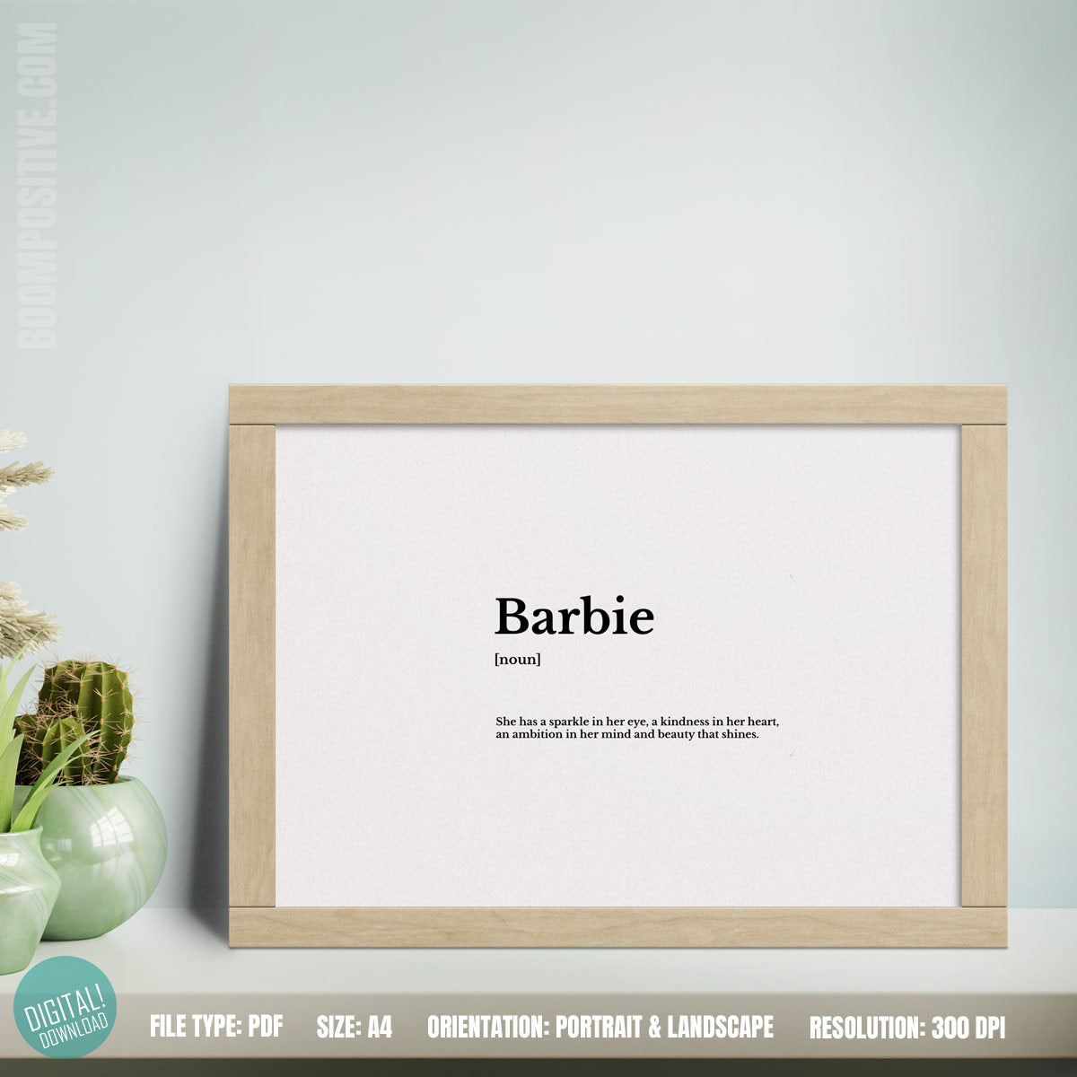 Printable Barbie definition | digital wall art – Boom Positive