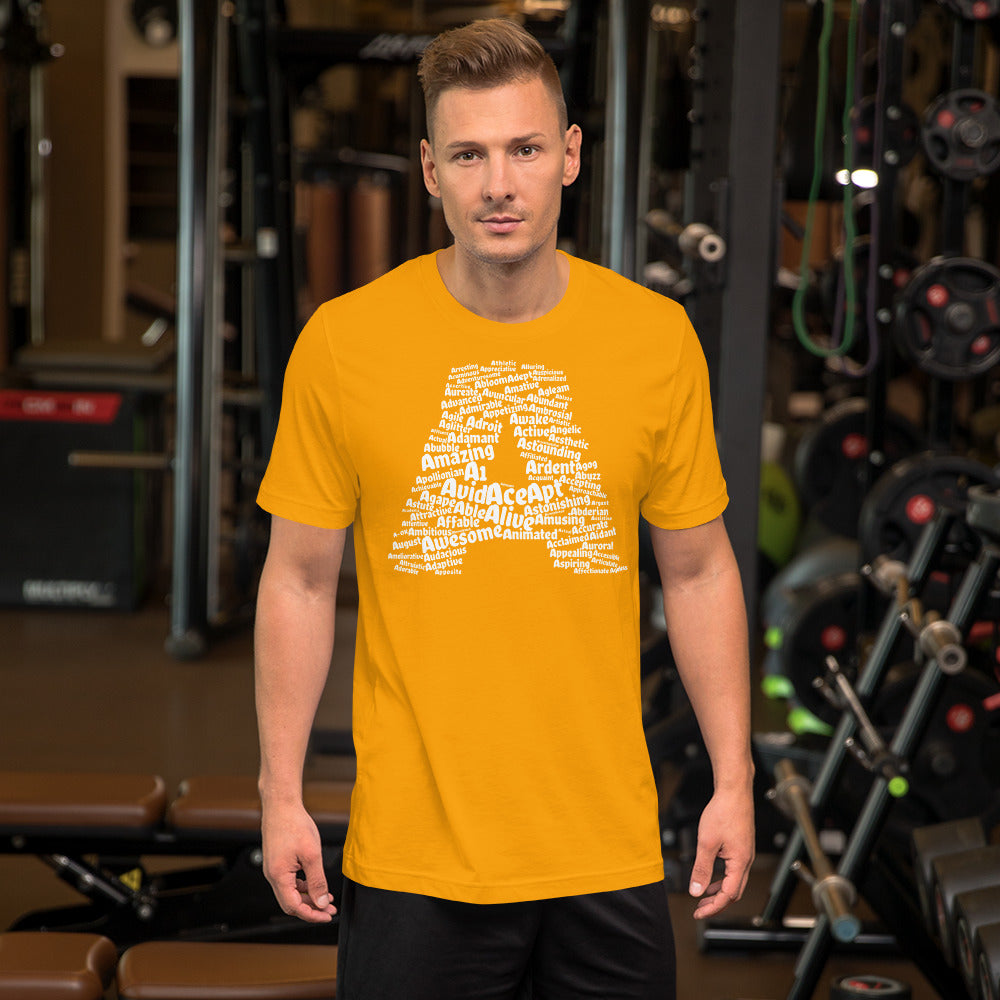Positive words that start with A | Word cloud t-shirt – Boom Positive