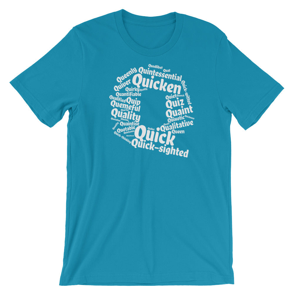 Positive words that start with Q | Word cloud t-shirt – Boom Positive