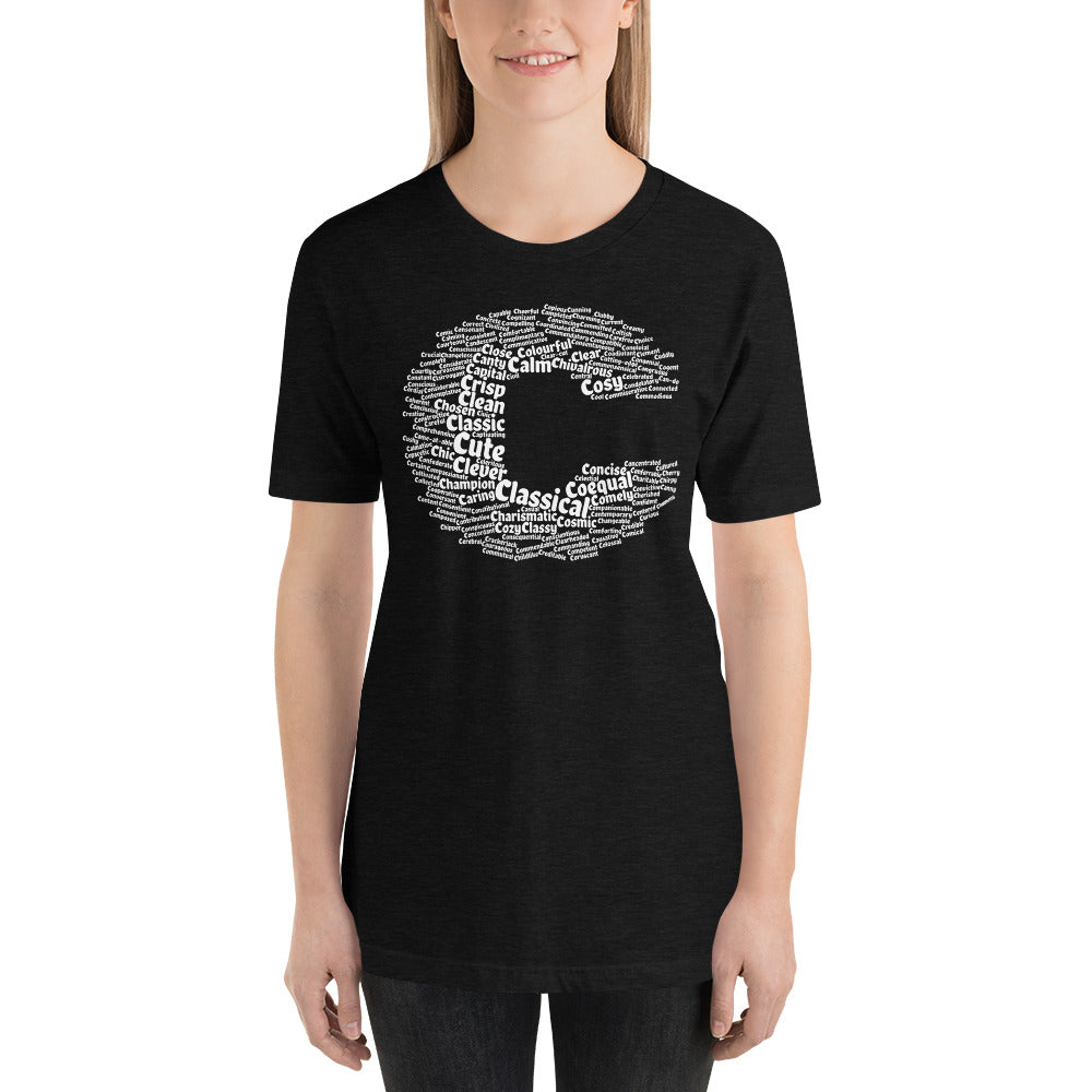 Positive words that start with C | Word cloud t-shirt – Boom Positive