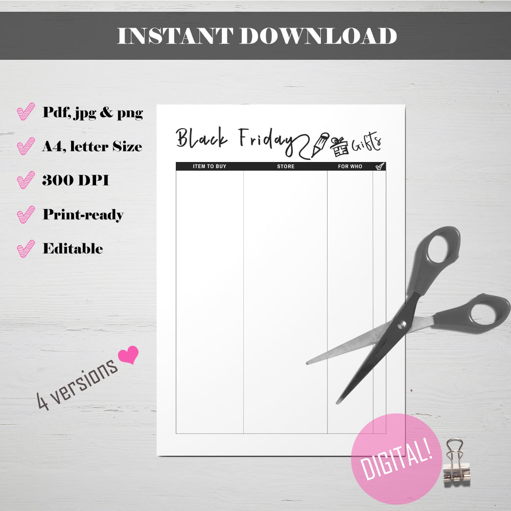 Printable Black Friday Coupons & Gift Planner | Save time and money ...