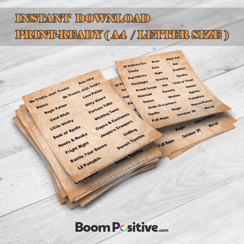 Printable Halloween Words | Spooky Handicraft – Boom Positive